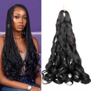 8 packs french curly braiding hair 24 inch loose wave spiral curly crochet hair for black women pre stretched braiding hair with curly ends (24 inch, 1b)