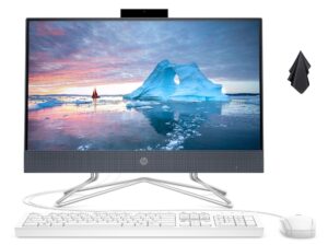 hp all-in-one desktop computer, 22" fhd display, intel celeron g5900t, 16gb ddr4 ram, 512gb pcie ssd, dvd-writer, 4 usb ports, ac wifi, hdmi, bluetooth, windows 11 home, blue