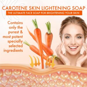 Carrot Soap for Skin Brightening – Natural Carrot Soap Bar for Spots on Face, Body, Neck, Underarm – Carotene Reduces Acne, Brightens Spots, & Evens Skin Tone – Kojic Acid Glow Bar Made in USA