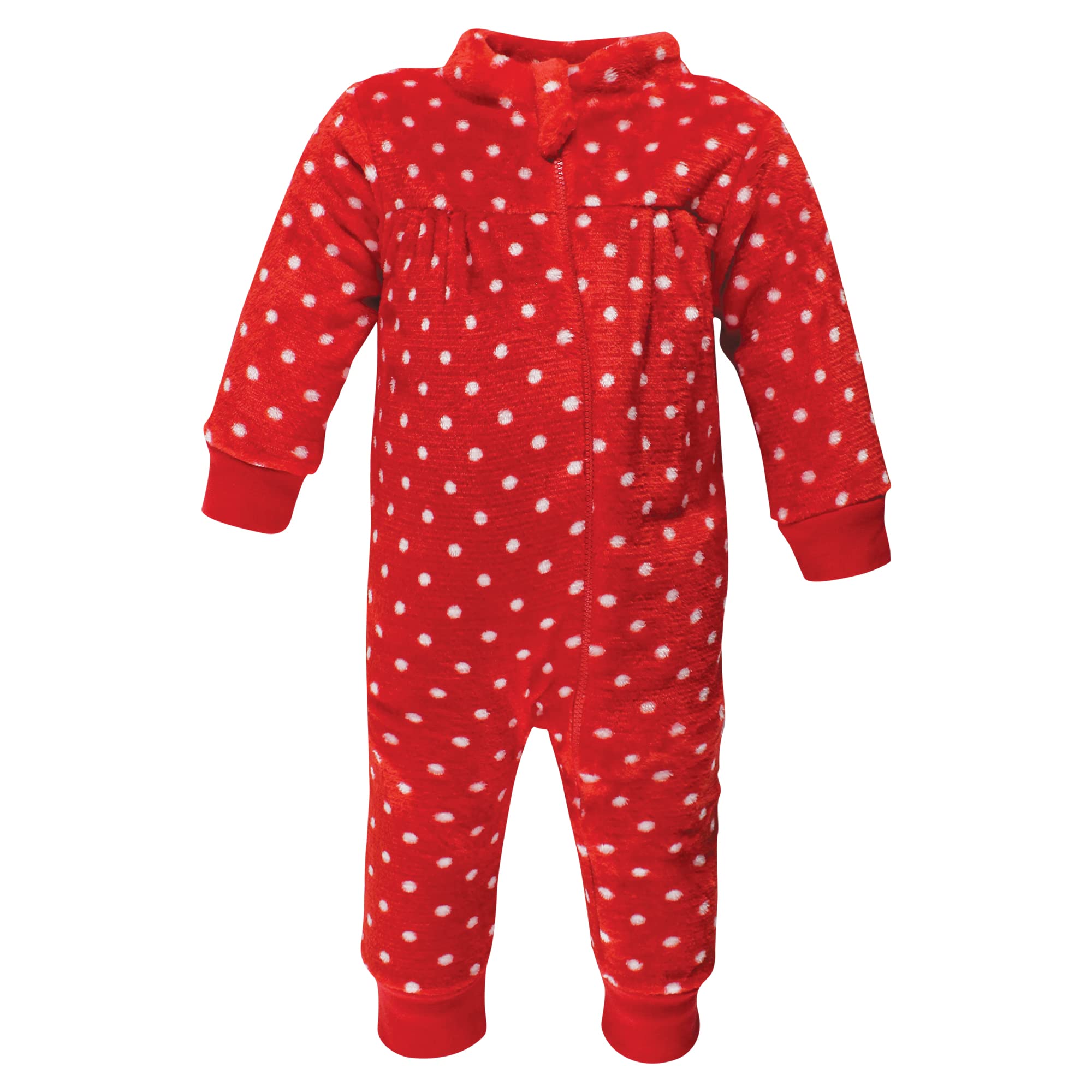 Hudson Baby Unisex Baby Plush Jumpsuits, Poinsettia, 3-6 Months