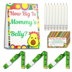 how big is mommys belly game cinta para medir la panza measure the belly baby shower game 62 piece for 50 players fiesta avocado cielito lindo baby shower game