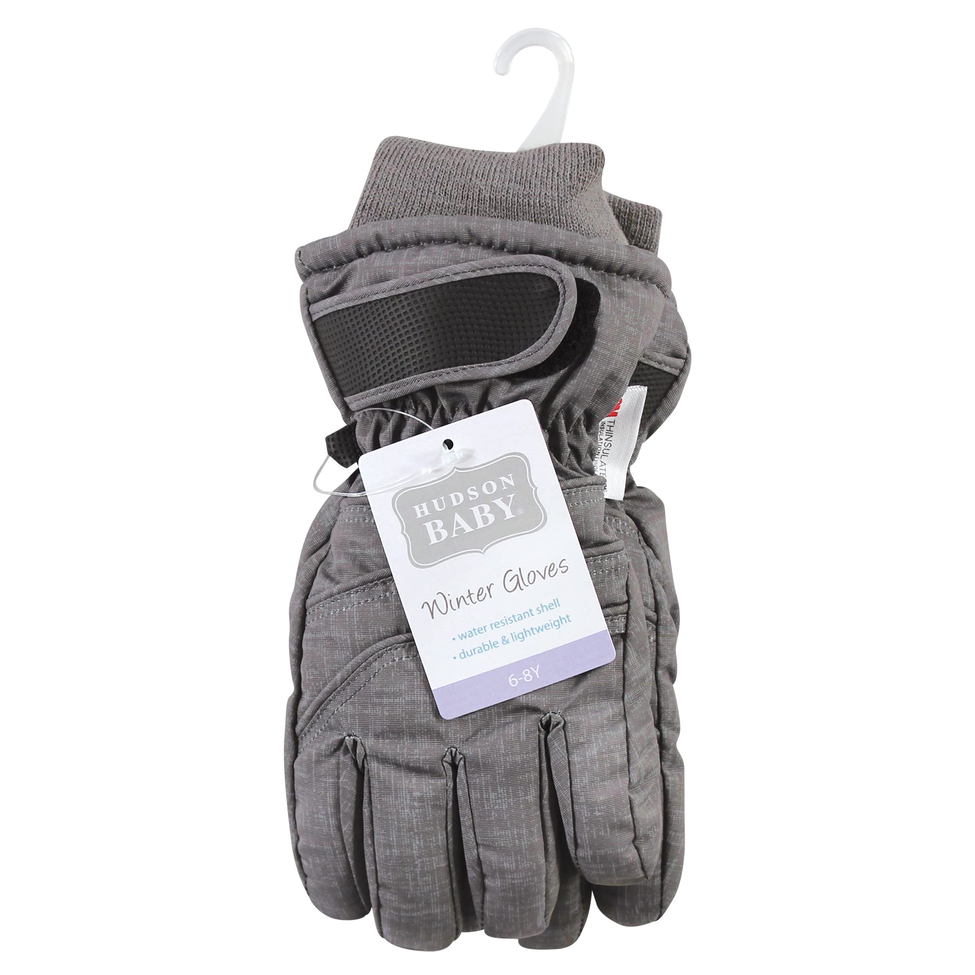 Hudson Baby Unisex Snow Gloves, Heather Charcoal, 6-8 Years