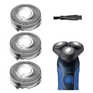 gleway sh50/52 replacement heads compatible with philips series 5000 electric shavers, sh50 multiprecision blades upgrade heads compatible with norelco series 5000 razors, 3 pack with brush