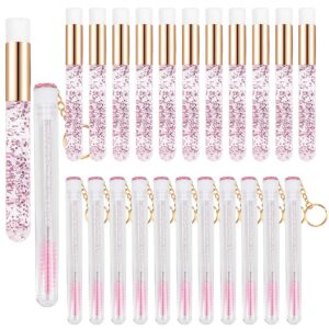 24pcs eyelash extension aftercare kits - 12pcs lash shampoo brush nose blackhead facial cleaning brush 12pcs tube mascara wands spoolie with tube brush (crystal #1)