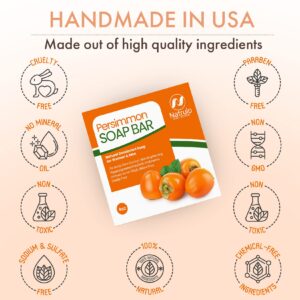 Persimmon Soap Bar for Body Odor Control – Purifying Deodorizing Body Wash with Japanese Persimmon & Green Tea Extract for Eliminating Nonenal Body Odor – Great for Skin Brightening,