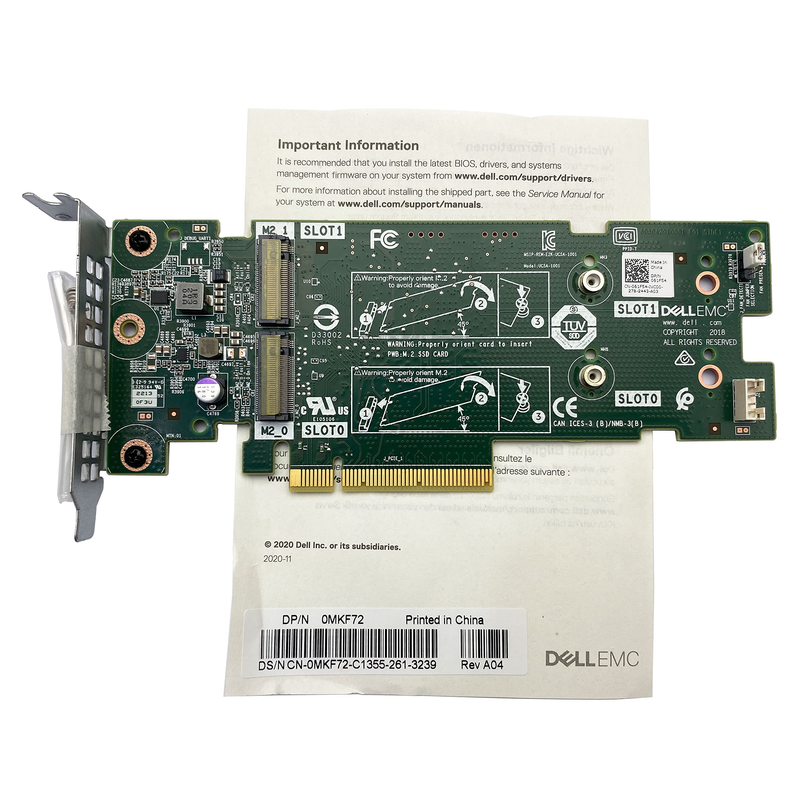 BestParts New Short Low Profile Bracket PCIE X8 to M.2 BOSS Adapter Card Compatible with Dell PowerEdge R740 R740xd R750 61F54 Boot Optimized Storage only Work for 22x80 SATA SSD not Nvme SSD