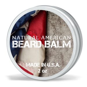 natural american veteran beard balm – 100% all natural, masculine scent, essential oils with organic shea butter – moisturizes, softens & strengthens - made in usa – conditioning beard balm, 2 oz