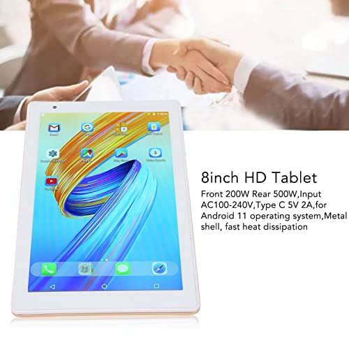 Pomya Android Tablet,8inch HD Tablet, Octa Core Dual Camera Calling Tablet,2GB 32GB Dual Cards Dual Standby for Android 11 (Gold)