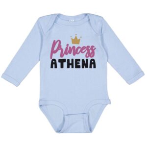 taty kids princess athena long sleeve baby infant one piece bodysuit 12 months light blue