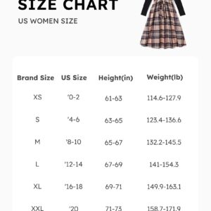 PATPAT Matching Family Outfits Mommy and Me Dresses Matching Set Mom and Daughter Matching Outfits Long Sleeve Patchwork Belted Dress and Button Down Plaid Shirts Khaki Buffalo Plaid Dress for Women M