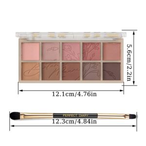 Sulily 10 Colors Eyeshadow Palette Matte Naked Eye Shadow Makeup,High Pigmented, Naturing-Looking, Ultra-Blendable,Long Lasting High Pigment Nude Eyeshadow with 3 Eyeshadow Brush(Plant Rhythm