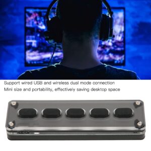 ASHATA 5 Keys Programmable Keypad, USB Wired Bluetooth Dual Mode Mini Silicone Mute DIY Programmable Gaming Keyboard for Office Music Industrial Control, Laboratory, etc(Black)