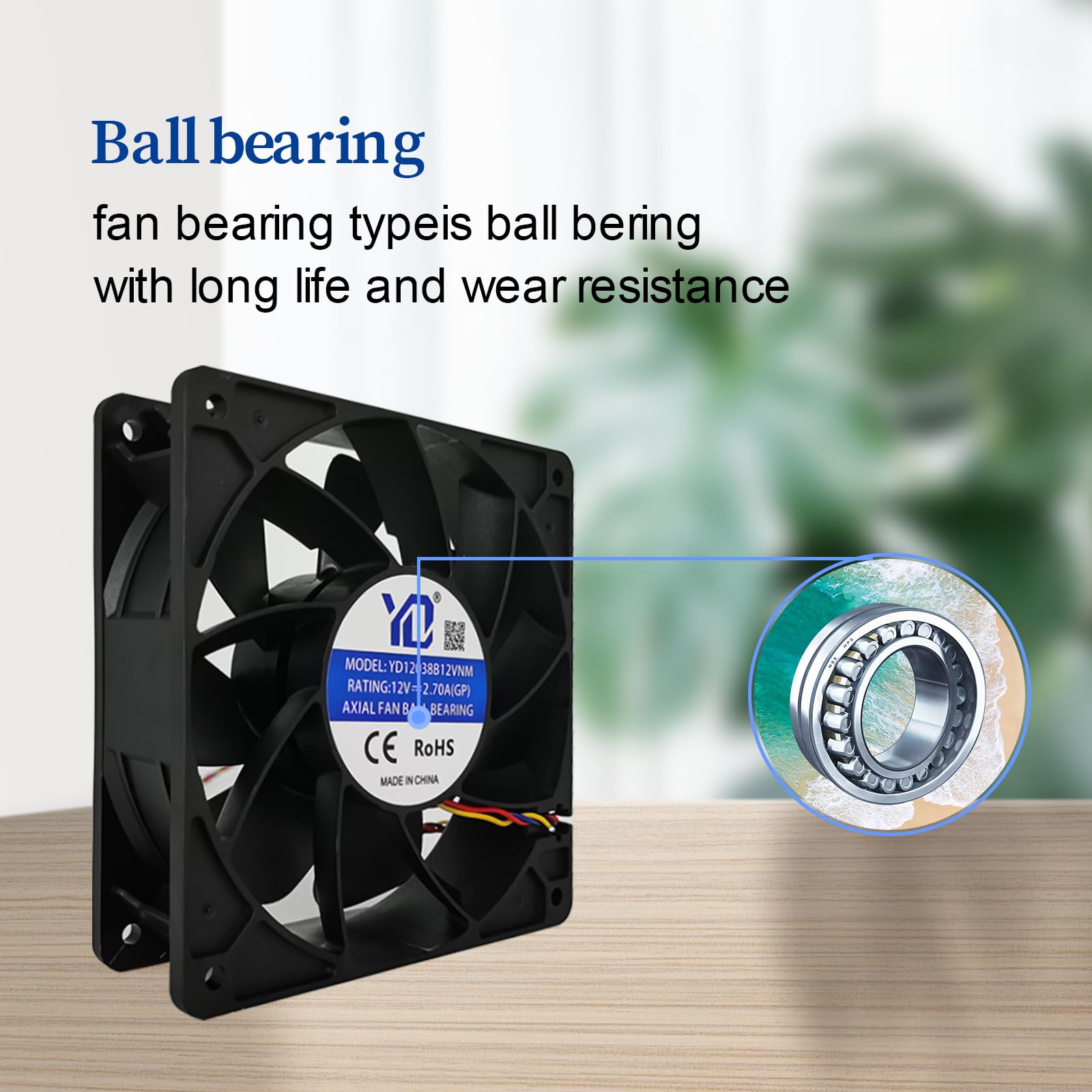 120mm Cooling Miner Fan High Speed Dual Ball Bearing Bitcoin(BTC) Mining Machine Fan, Asic Antminer Replacement Fan for Bitmain S19, L7, S9, L3+, K7, KA3, Z15, D9, E9 Mining Rig, 4Pin - 2 Pack