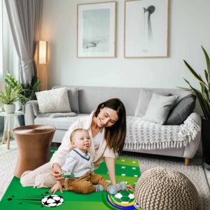 KIKIDOR Soccer Theme Baby Monthly Milestone Blanket Football Field Sports Newborn Boy Baby Shower Photo Background Props Nursery Decor Personalized Growth Chart Flag Blanket 48x40inch BTYYKI010