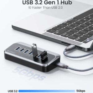 ORICO USB 3.0 Hub [5Gbps], 7 Port USB Hub with 1.64Ft USB-C Cable and USB-A Adapter, USB 3.2 Gen1 Splitter for iMac, All MacBooks, Mac Mini