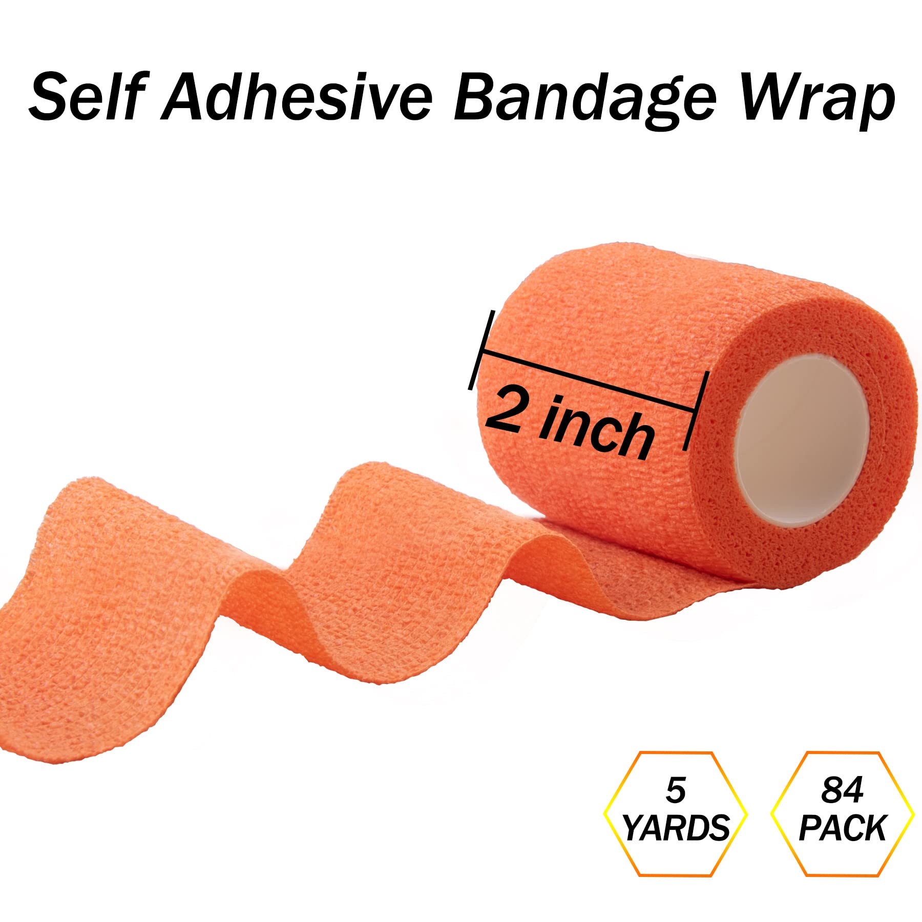 BQTQ 84 Rolls Self Adhesive Bandage Wrap 2 Inch x 5 Yards Self Adherent Wrap Tape Breathable Athletic Wrap Stretch Bandage Self Sticking Bandge Wrap for Athletic, Sports, Wrist, Ankle (Rich Color)