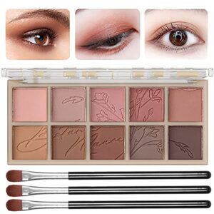 sulily 10 colors eyeshadow palette matte naked eye shadow makeup,high pigmented, naturing-looking, ultra-blendable,long lasting high pigment nude eyeshadow with 3 eyeshadow brush(plant rhythm