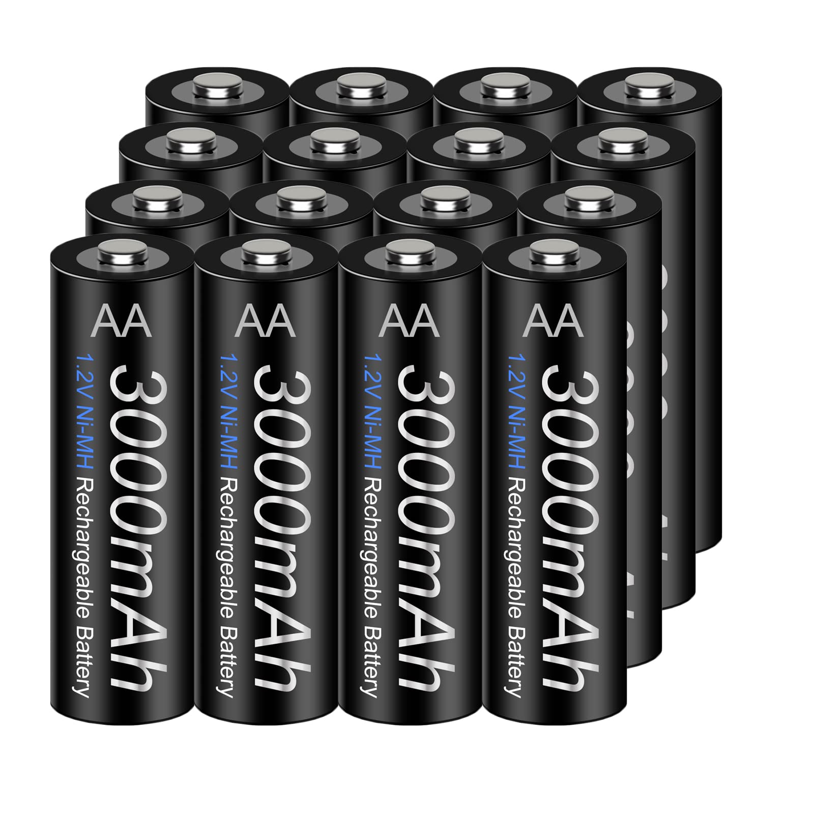 Palowextra 16 Packs 1.2V AA 3000mah Rechargeable BatteriesHigh Capacity Nimh Low Self Discharge Double a Battery for Solar Garden Lights, Battery String Lights, Outdoor Devices