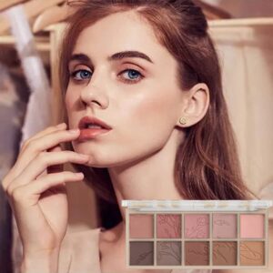 Sulily 10 Colors Eyeshadow Palette Matte Naked Eye Shadow Makeup,High Pigmented, Naturing-Looking, Ultra-Blendable,Long Lasting High Pigment Nude Eyeshadow with 3 Eyeshadow Brush(Plant Rhythm