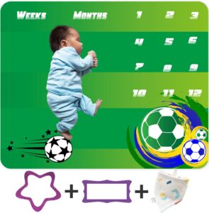 kikidor soccer theme baby monthly milestone blanket football field sports newborn boy baby shower photo background props nursery decor personalized growth chart flag blanket 48x40inch btyyki010