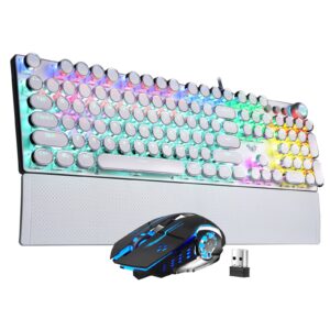 aula mechanical gaming keyboard mouse combo (f2088 typewriter style mechanical keyboard + sc100 black wireless gaming mouse)