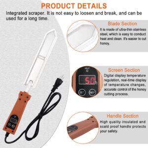 JIAWANSHUN Stainless Steel Electric Honey Cutter, 110V Adjustable Electric Honey Uncapping Knife with Temperature Control(50-180℃/122-356 ℉), for Wax Honey Extractor Knife, Digital Display