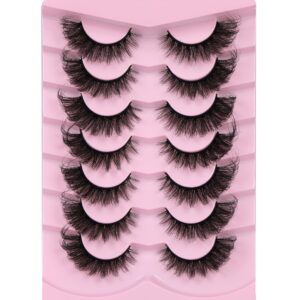 mink lashes fluffy false eyelashes wispy cat eye lashes strip 20mm fox 8d dramatic pack 7 pairs fake eyelashes by ruairie