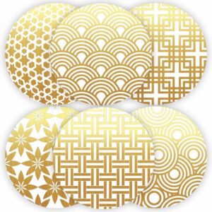 parth impex decorative gold stickers envelope seals - (pack of 120) 2" large round labels for christmas happy holidays new year birthday cards - geometric pattern