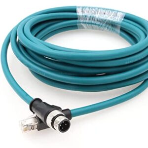 ZBLZGP M12 4 Position D-Coded Male to RJ45 Cat5e Ethernet Waterproof Cable Industrial Field-wireable Machinery Sensor Camera (2M)