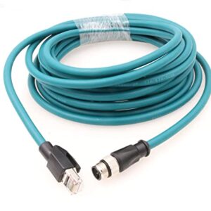 ZBLZGP M12 4 Position D-Coded Male to RJ45 Cat5e Ethernet Waterproof Cable Industrial Field-wireable Machinery Sensor Camera (2M)