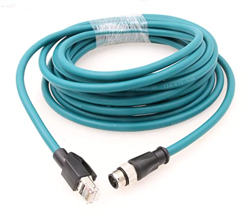 ZBLZGP M12 4 Position D-Coded Male to RJ45 Cat5e Ethernet Waterproof Cable Industrial Field-wireable Machinery Sensor Camera (2M)