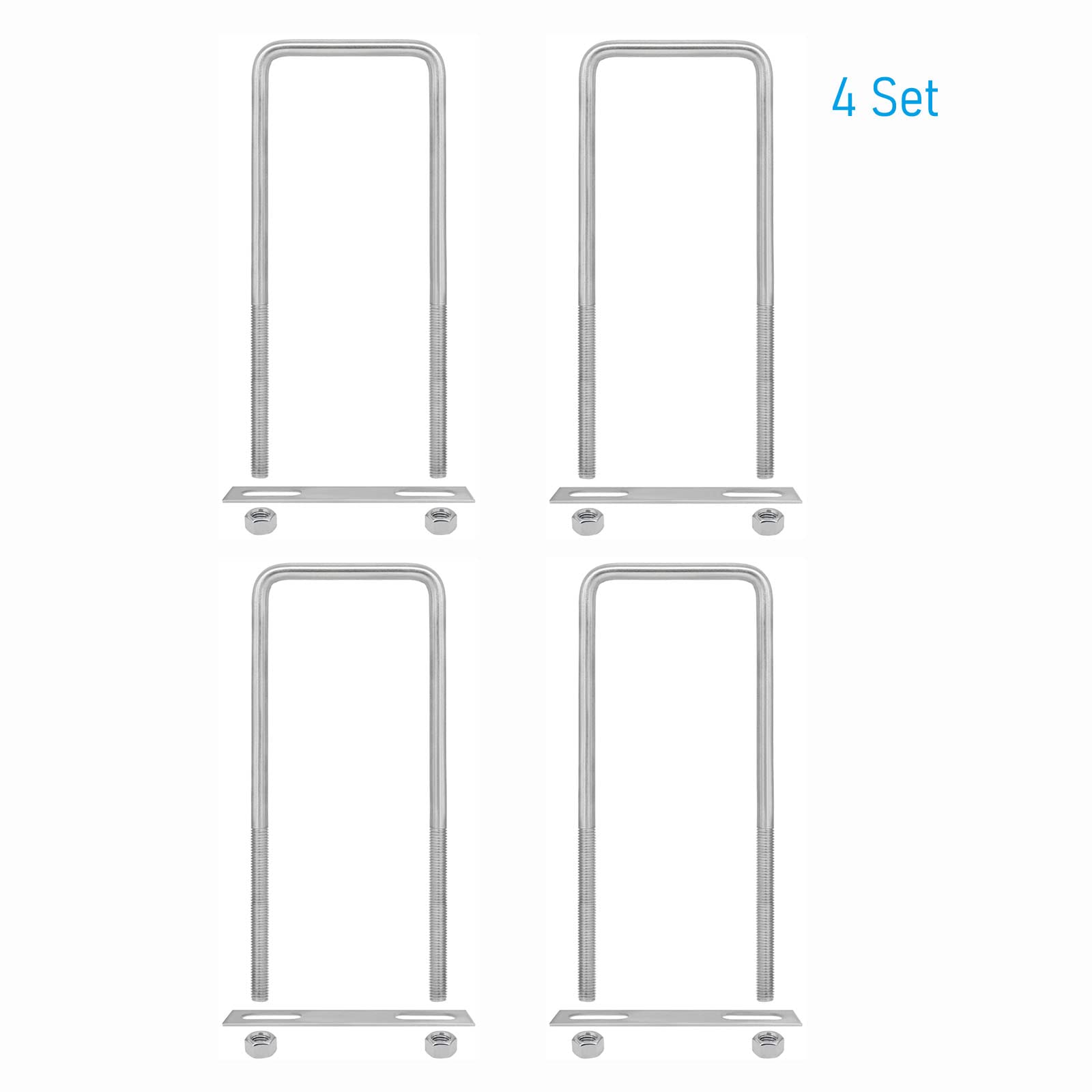 FOCMKEAS 4 Sets 304 Stainless Steel Square U-Bolts 2-3/4"(70mm)Inner Width, 7.09"(180mm)Length Stainless M8 with Nuts, Frame Plate, Accessories for Automobiles Trailer, Boat Trailer Industrial Parts