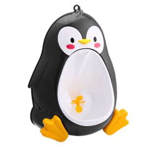 kuyyfds baby boys toilet potty cartoon penguin toddler standing potty toilet urinal with funny aiming target for boy black potties