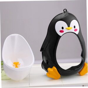 KUYYFDS Baby Boys Toilet Potty Cartoon Penguin Toddler Standing Potty Toilet Urinal with Funny Aiming Target for Boy Black Potties