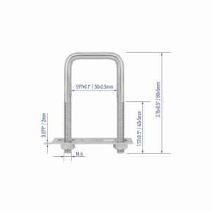 FOCMKEAS 2 Sets 304 Stainless Steel Square U-Bolts 2"(50mm) Inner Width, 3.15"(80mm) Length Stainless M6 with Nuts, Frame Plate, Accessories for Automobiles Trailer, Boat Trailer Industrial Parts