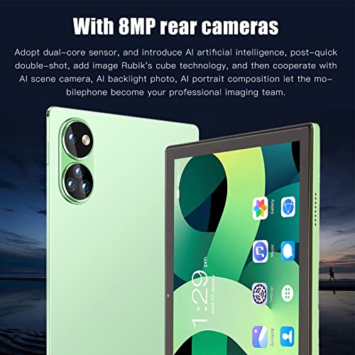 Tablet, 4GB RAM 128GB ROM Tablet PC 2 Card Slots 100-240V 2.4G 5G WiFi 128GB Expandable Octa-core CPU Green US Plug