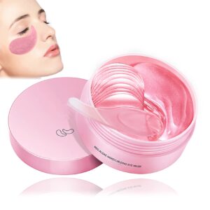 eye mask 60 pcs,pink collagen under eye patches,puffy eyes and dark circles treatments,improve reduce under eye bags smooth wrinkles and lighthen fine lines,moisturizing,improve and firm eye skin