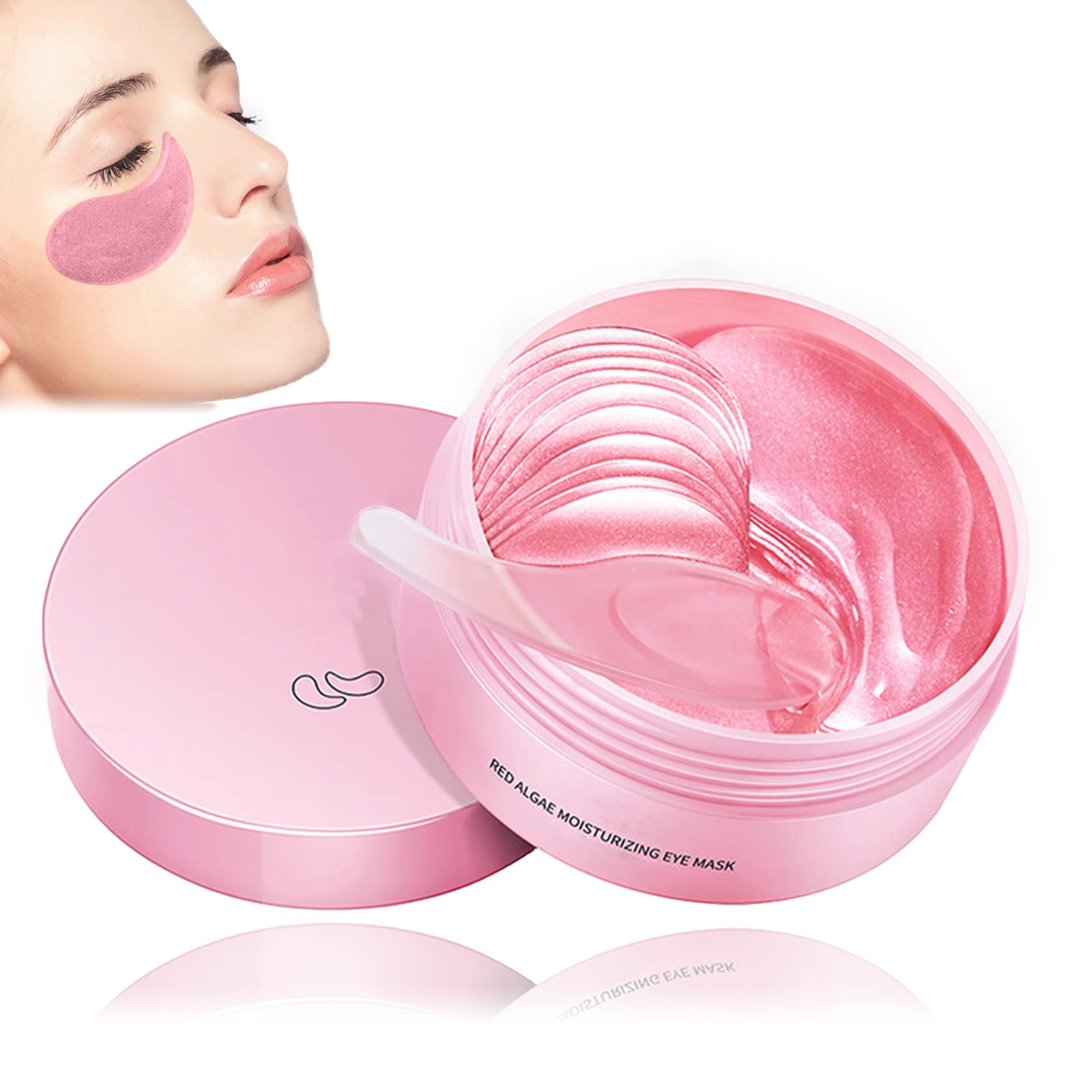 Eye Mask 60 pcs,Pink Collagen Under Eye Patches,Puffy Eyes and Dark Circles Treatments,Improve Reduce Under Eye Bags Smooth Wrinkles and Lighthen Fine Lines,Moisturizing,Improve and Firm eye Skin