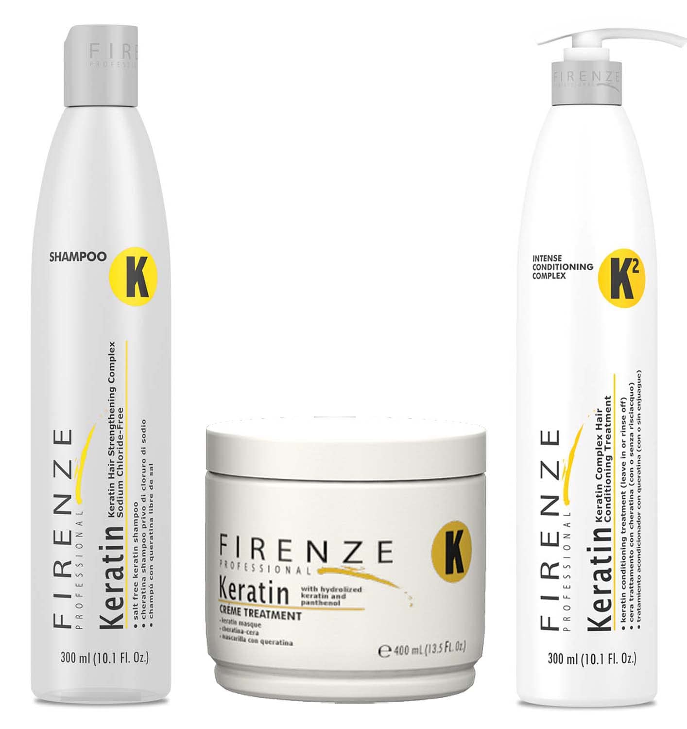 Firenze Professional Keratin Care Bundle - Keratin Shampoo, Intense Conditioner and Keratin Mask Treatment Pack with Free Red Gift Bag