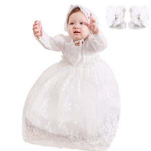 dpkm baby girl baptism dress 3pcs infant embroidered christening formal gowns outfit for party wedding