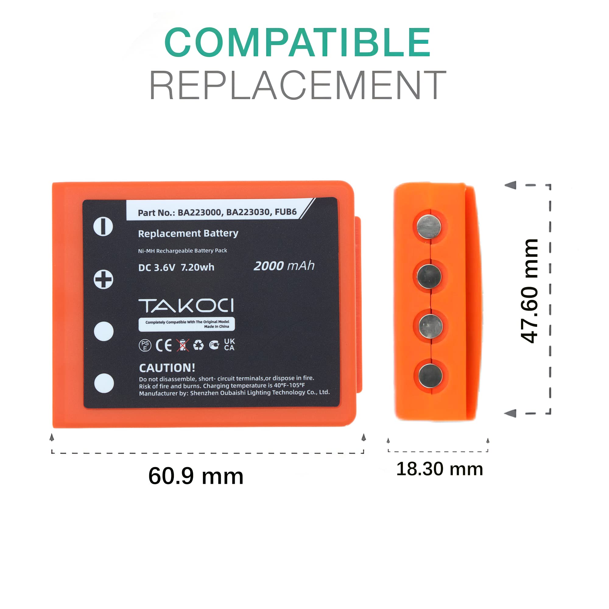 Youejoeq BA223000, BA223030,FUB6 Battery Replacement for HBC Radiomatic Quadrix, Micron 4, 5, 6, 7,Vector Pro, Keynote 2000mAh Battery Replacement BA223000, BA223030, FUB6 Remote Control Transmitter