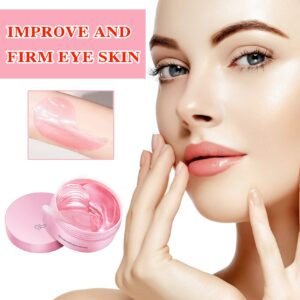 Eye Mask 60 pcs,Pink Collagen Under Eye Patches,Puffy Eyes and Dark Circles Treatments,Improve Reduce Under Eye Bags Smooth Wrinkles and Lighthen Fine Lines,Moisturizing,Improve and Firm eye Skin