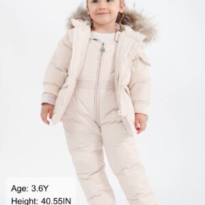 WESIDOM Baby Boys Girls Snowsuit, Toddler Winter Outfit Sets Kids Hooded Artificial Fur Down Jacket Coat and Ski Bib Pants