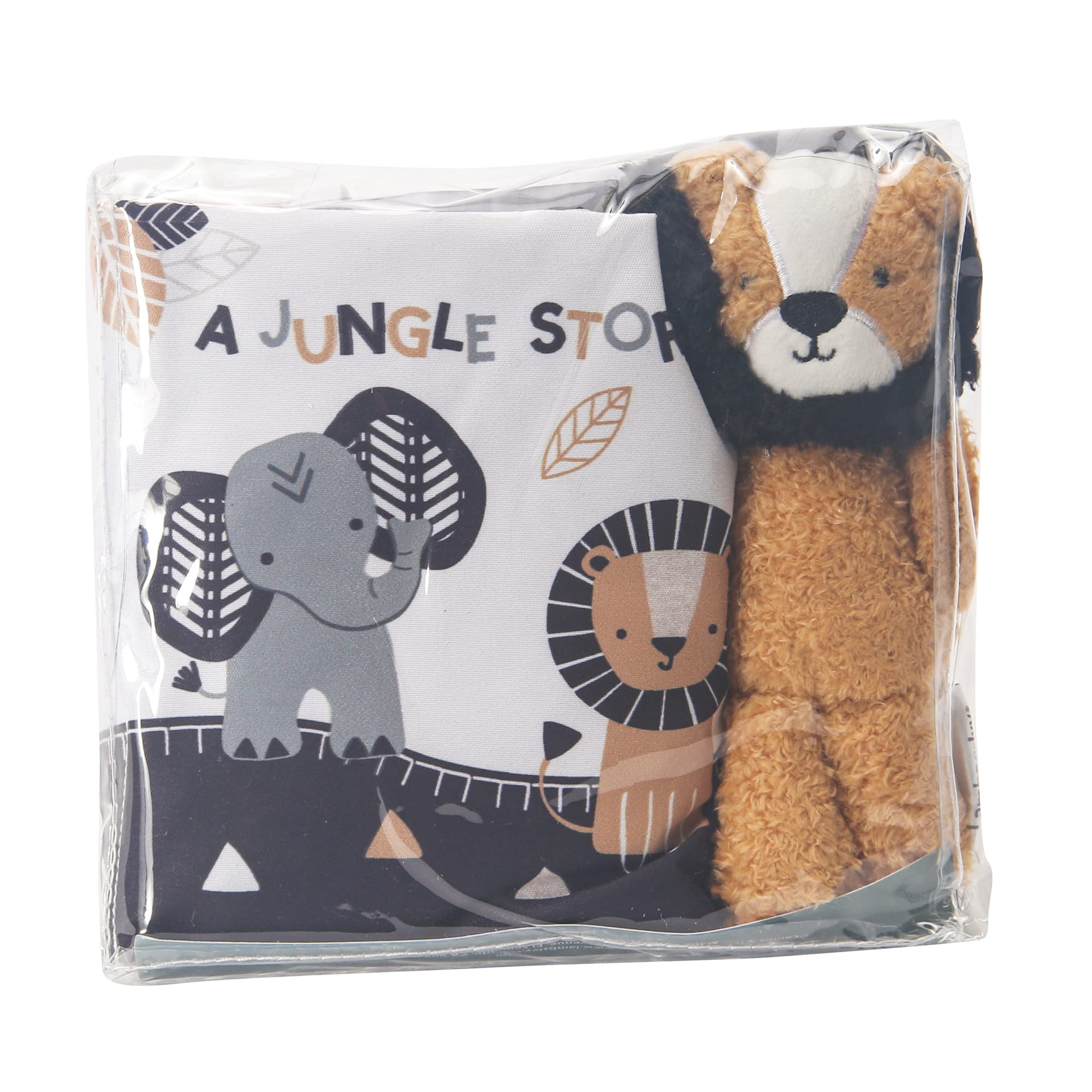 Lambs & Ivy Jungle Story Developmental Soft Book & Lion Plush Toy Gift Set