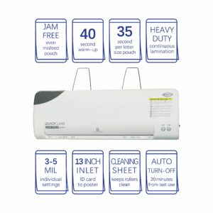 SINCHI 40-Second Warm-up, 3-5 mil, 13-inch Laminator & 3 Mil 200 Pack & 5 Mil 100 Pack Laminating Sheets