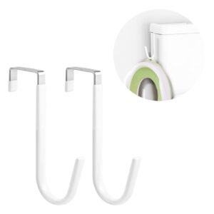 2pcs potty seat hook, multifunctional potty hook for kids z shaped door hangers no drill over the door hooks for hanging potty training seat toilet tank wardrobes closets cabinets (white)