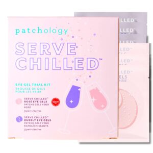 patchology skin care kit - serve chilled eye masks for dark circles and puffiness - spa day kit for women and bachelorette party favors featuring niacinamide, hyaluronic acid eye patches