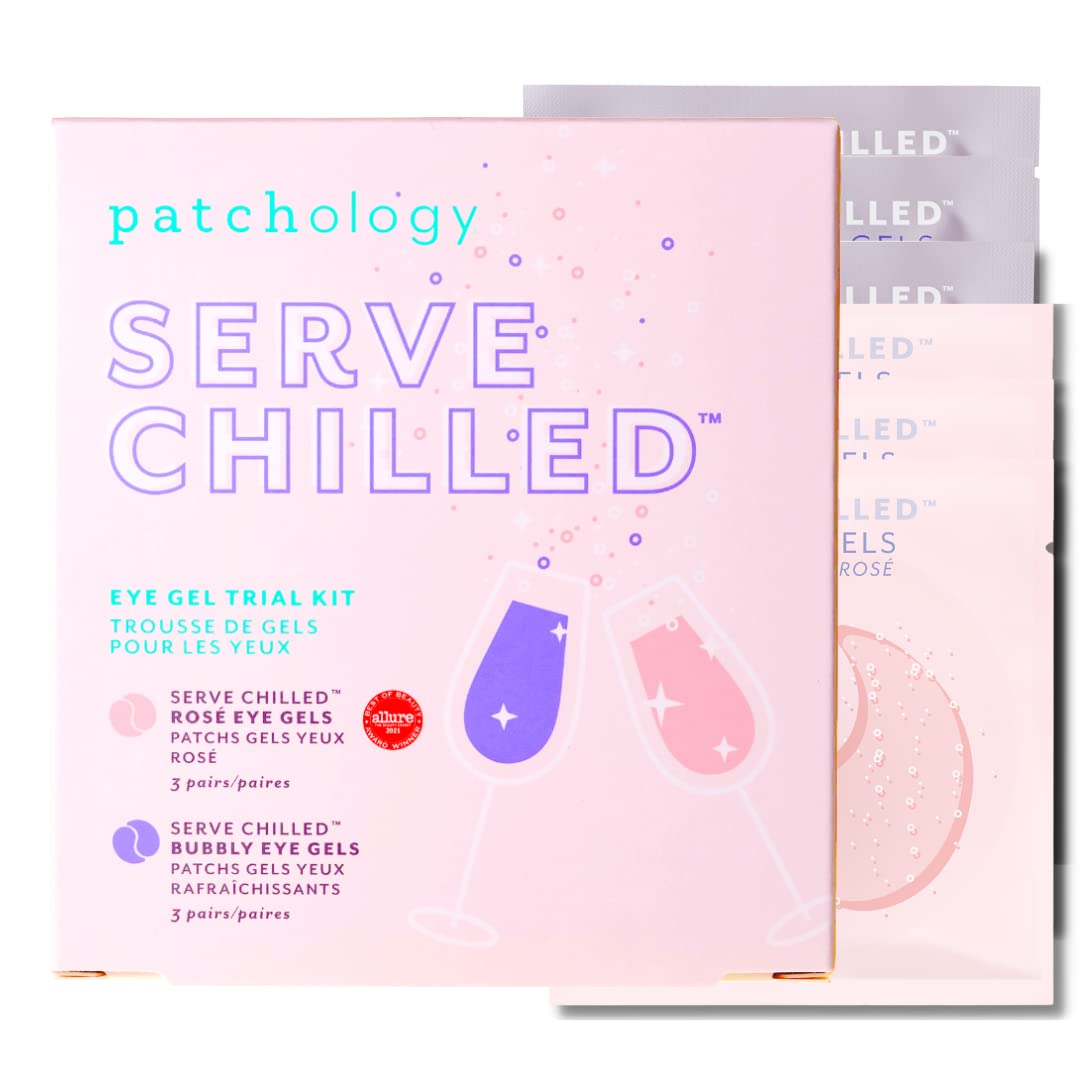 Patchology Skin Care Kit - Serve Chilled eye masks for dark circles and puffiness - Spa day kit for women and bachelorette party favors featuring Niacinamide, Hyaluronic Acid Eye Patches