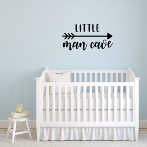 vinyl wall art decal - little man cave - 8" x 15" - trendy inspiring lovely kids quote sticker for home boys room toddlers bedroom nursery playroom kindergarten daycare fun decor (black)