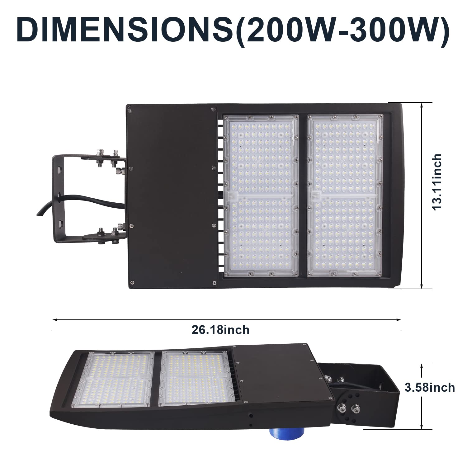 300W LED Parking Lot Light with Dusk to Dawn Photocell 42000LM 5000K 1-10V Dimmable LED Shoebox Area Light (1000W HID/HPS Equivalent), Direct Arm Mount 100-277V AC IP65, UL&DLC Listed